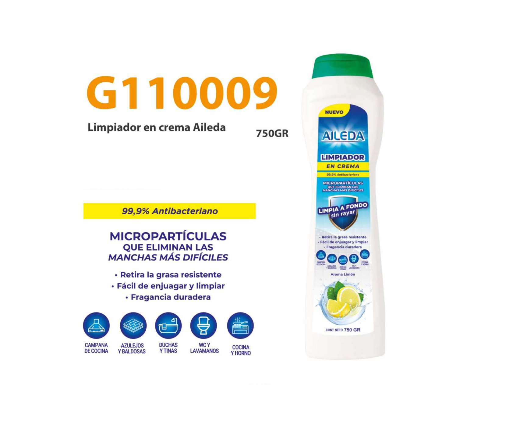 DESENGRASANTE EN CREMA PARA MULTIPLES SUPERFICIES 750ML