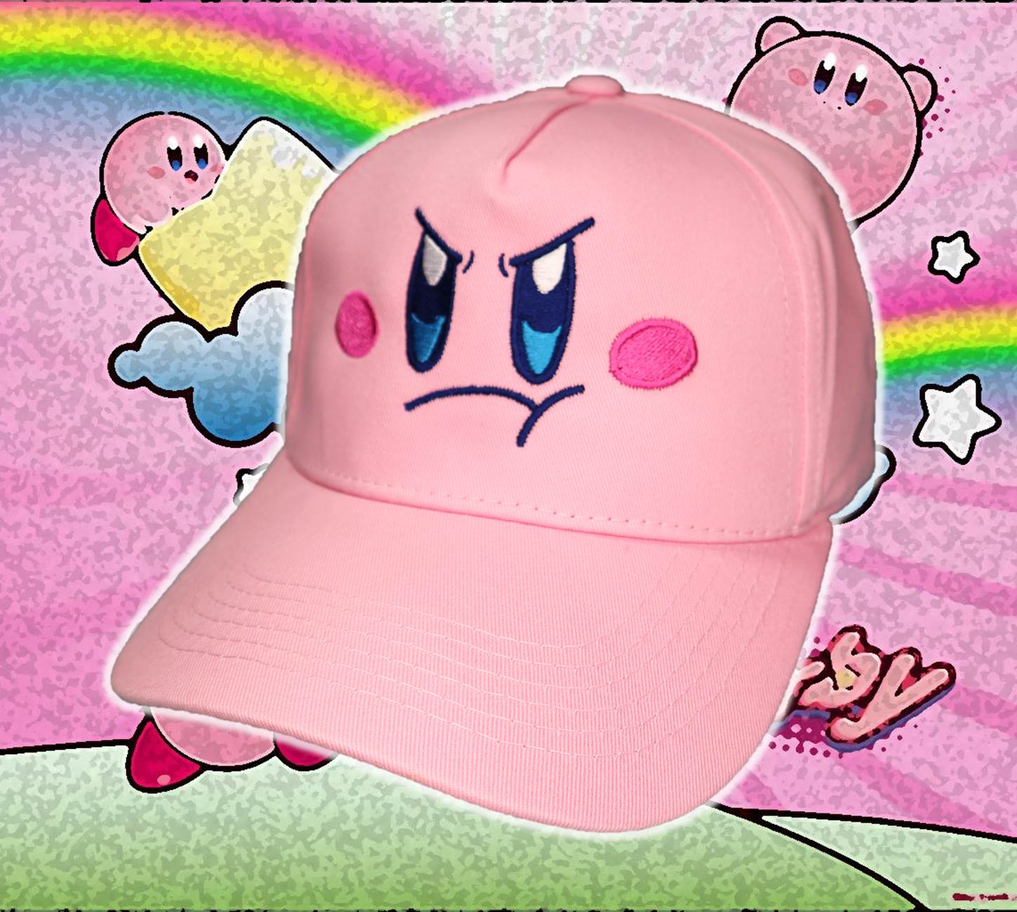 Kirby enojao. Gorro bordado.
