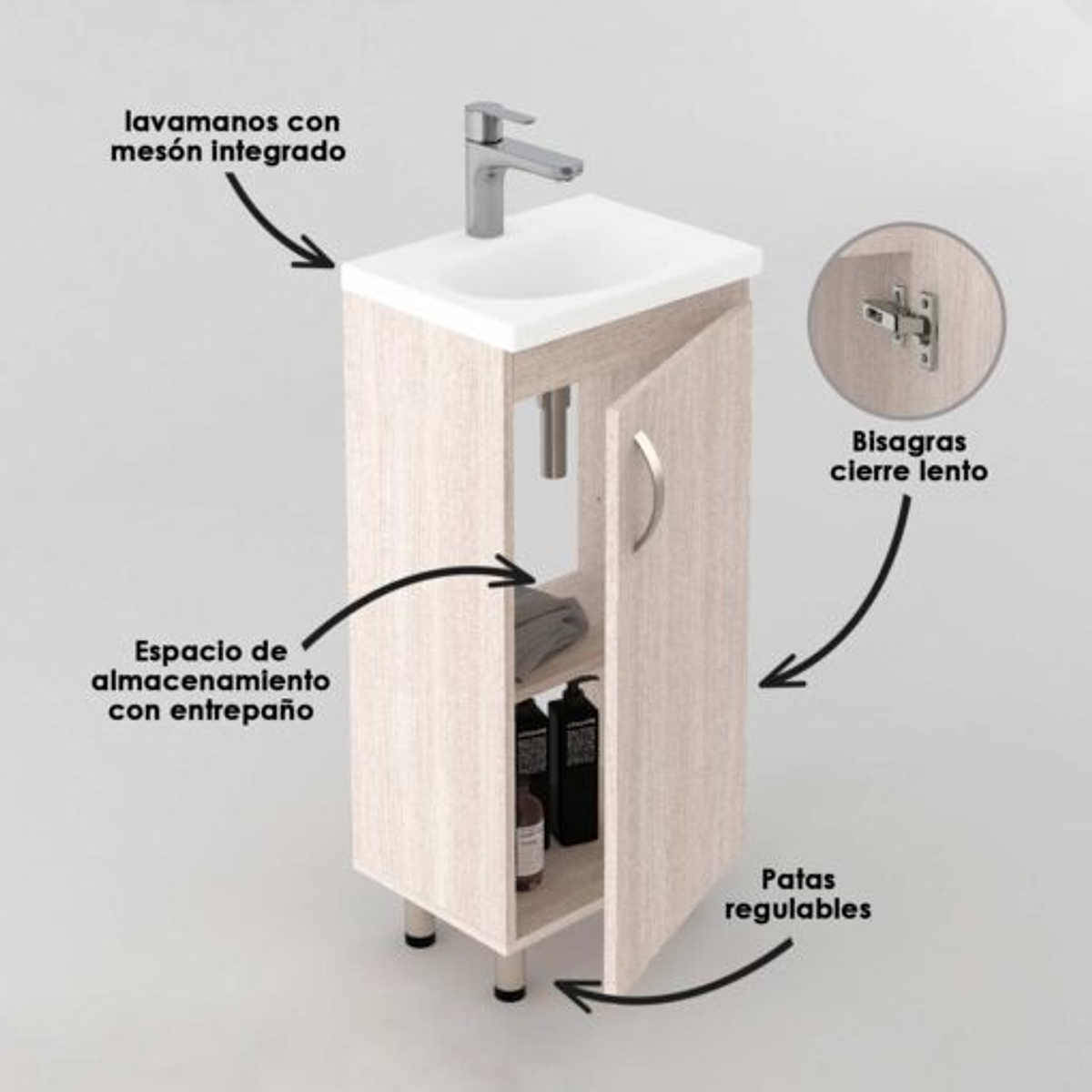 Kit Lavamanos Eco Y Mueble De Piso Soder-Mali 40X30cm