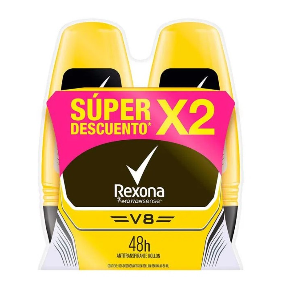 Desodorante Rexona Antitrans V8 Roll-On x 2 Un x 50 Ml
