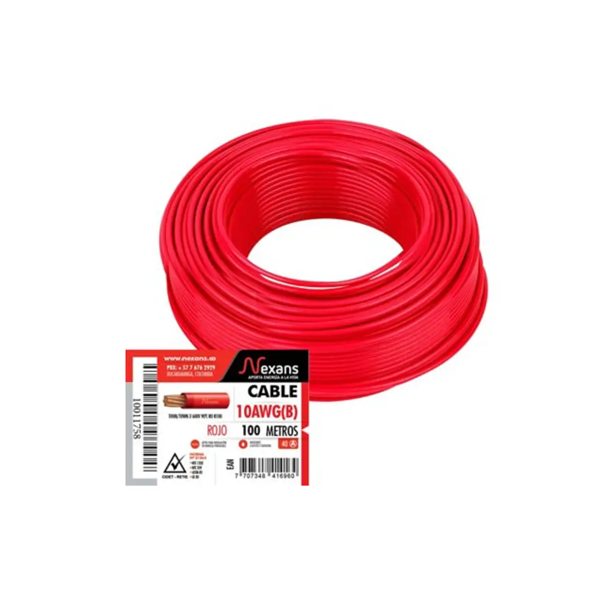 Cable 7 Hilos N°10 Rojo Nexans x 100Mt