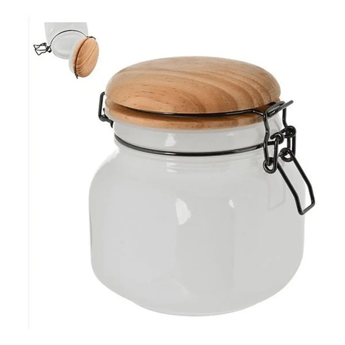 Recipiente Con Tapa De Madera 500ml
