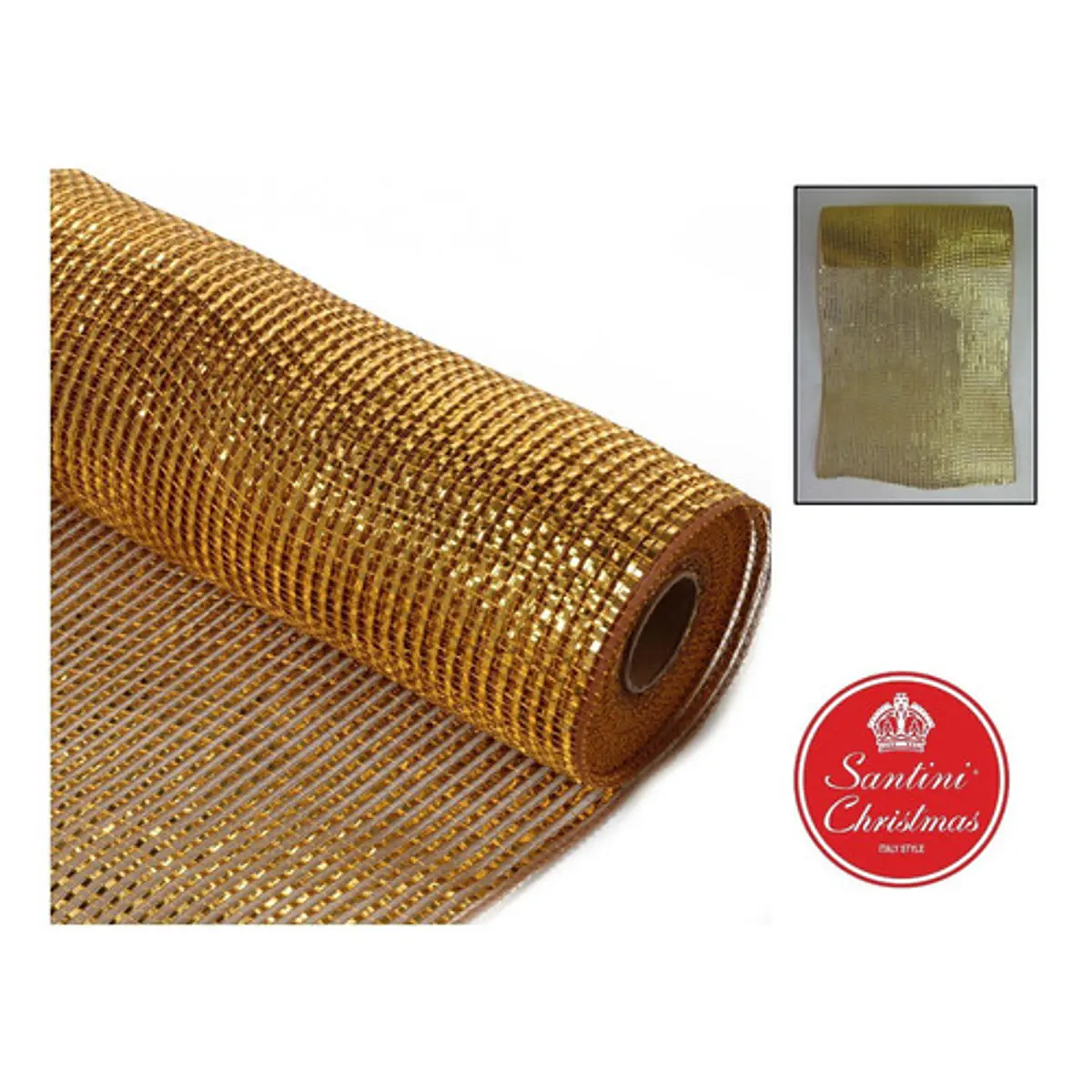 Malla Dorada Con Cinta Dorada 53 Cm X 9 Yardas