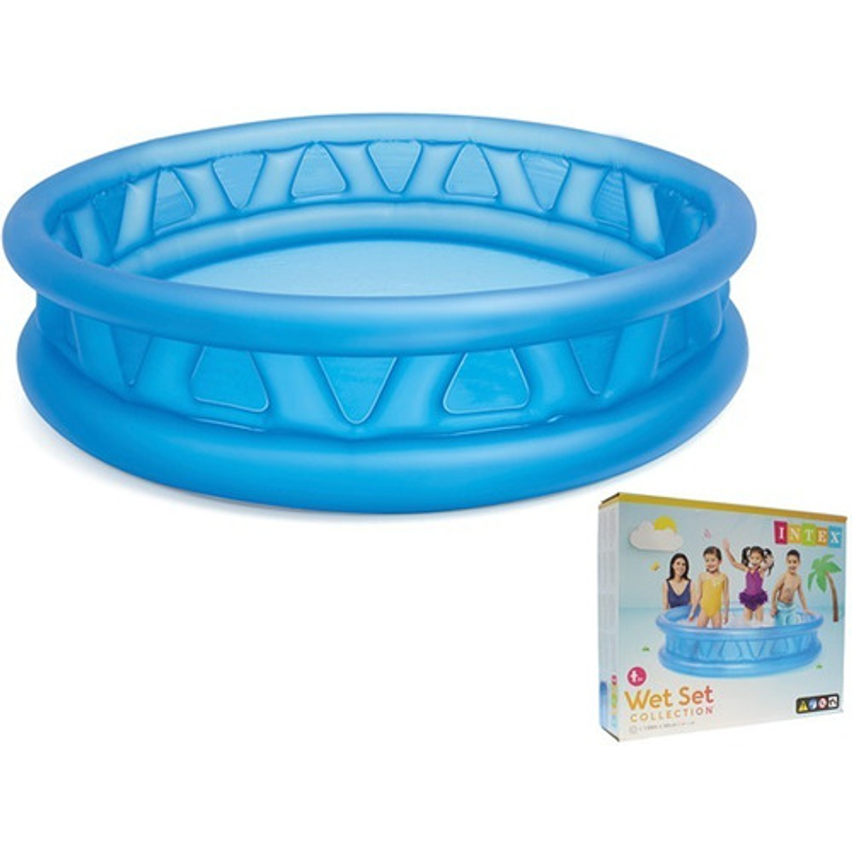 Piscina Inflable Azul De 1.88 X46cm Con Figuras Triangulares