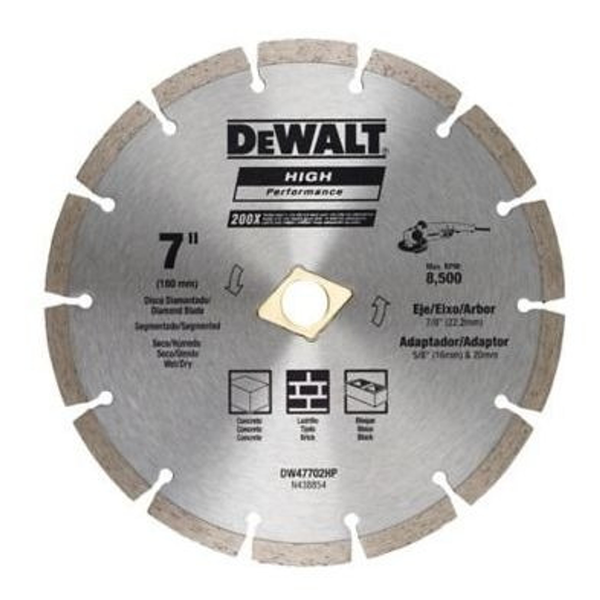 Disco Diamantado Segmentado Dw47702hp De 17.8 Cm