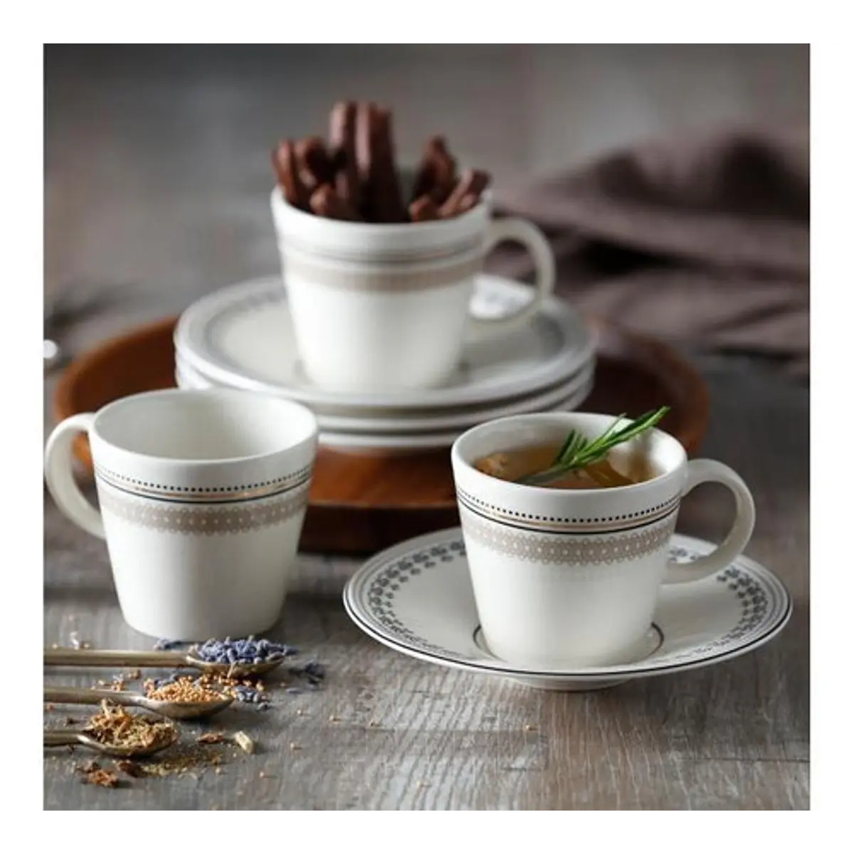 Set De Té Retro Chic Dorado 4 Puestos 200 Ml