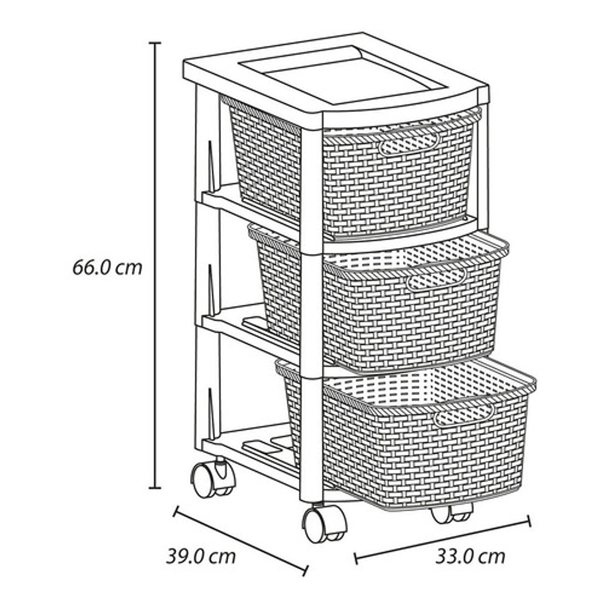 Cajonero Shia 3 Gavetas Blanco