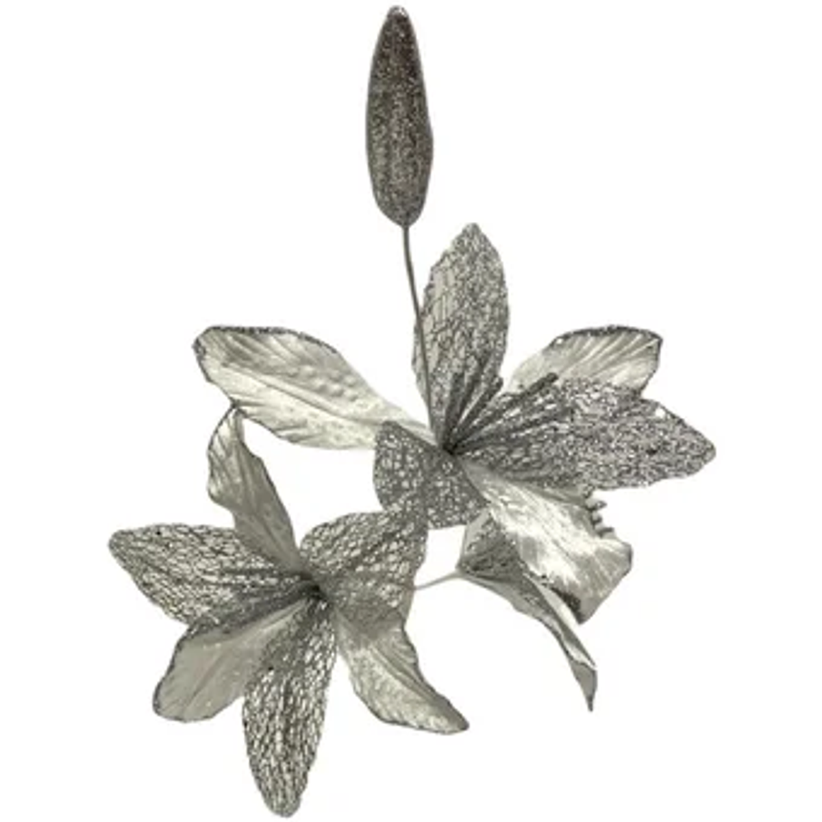 Flor Artificial Con Escarcha Plateada De 60 X 20 X 20 Cm