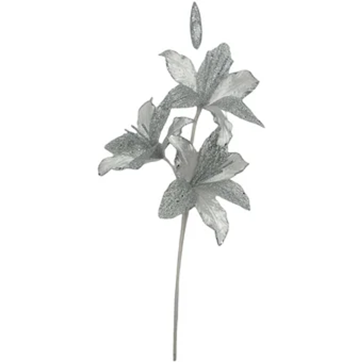 Flor Artificial Con Escarcha Plateada De 60 X 20 X 20 Cm