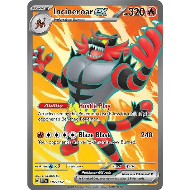 Incineroar ex - 187/162 - Full Art Secret Rare