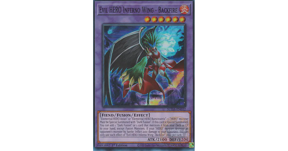 Evil HERO Inferno Wing - Backfire - SUDA-EN032 - Super Rare