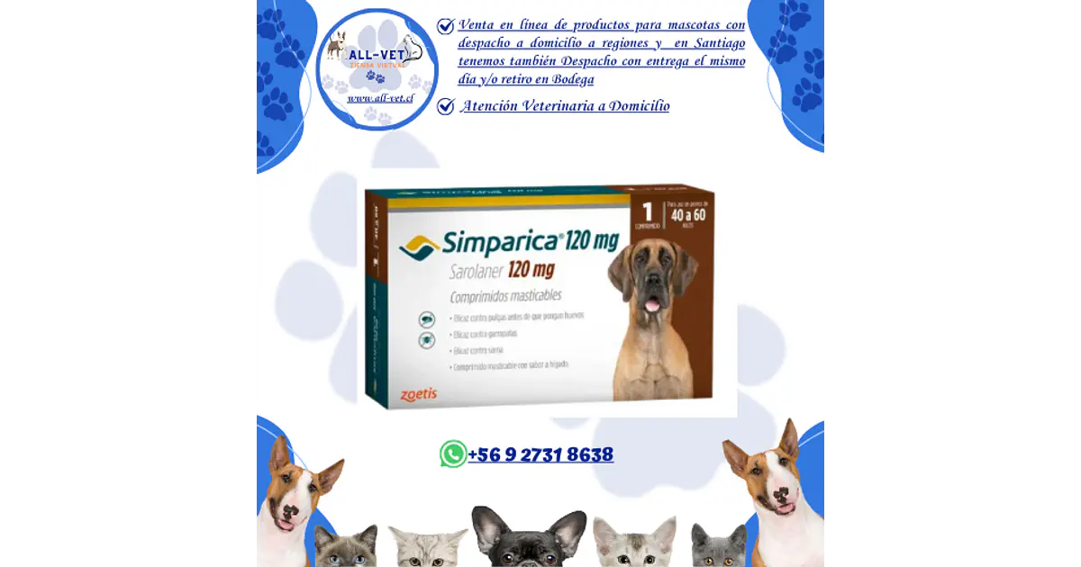 Simparica 120 mg 40 A 60 Kg - 1 Comprimido | ALL-VET