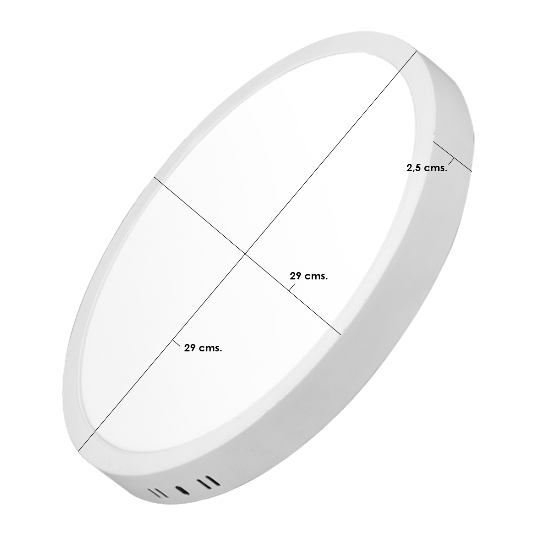 Foco Redondo Luz LED Color Blanco De 24W. 6.500K. Sobrepuest