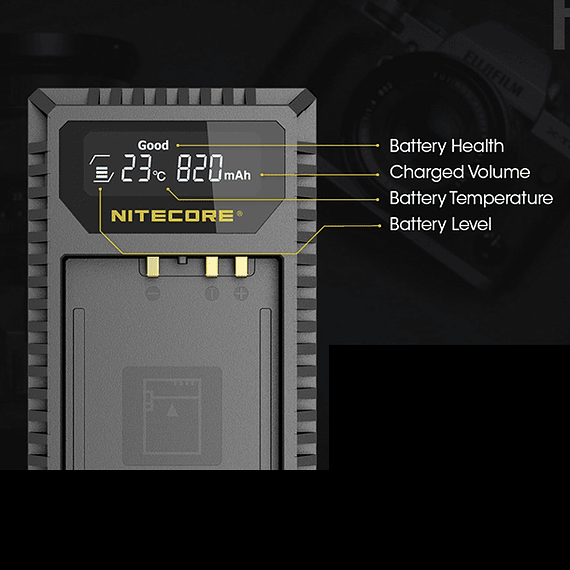 Cargador Nitecore Dual-Slot USB para Fuji | Andes Photo