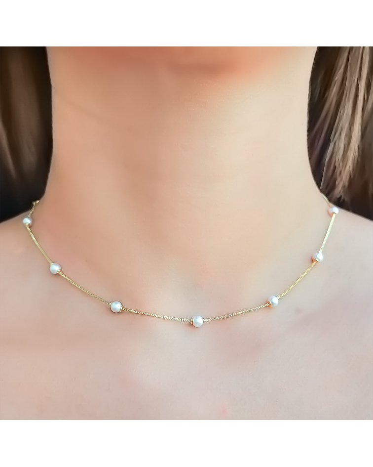 Collar Choker Bella Perla Enchapado Oro 18K