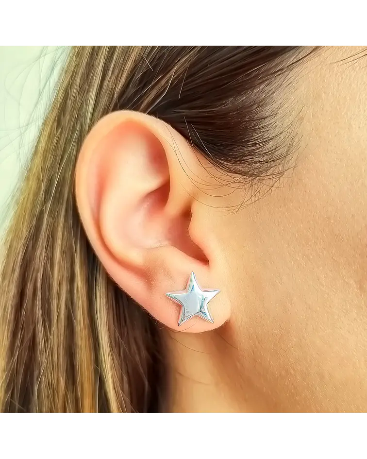 Aros Estrella 15mm Plata Fina 925