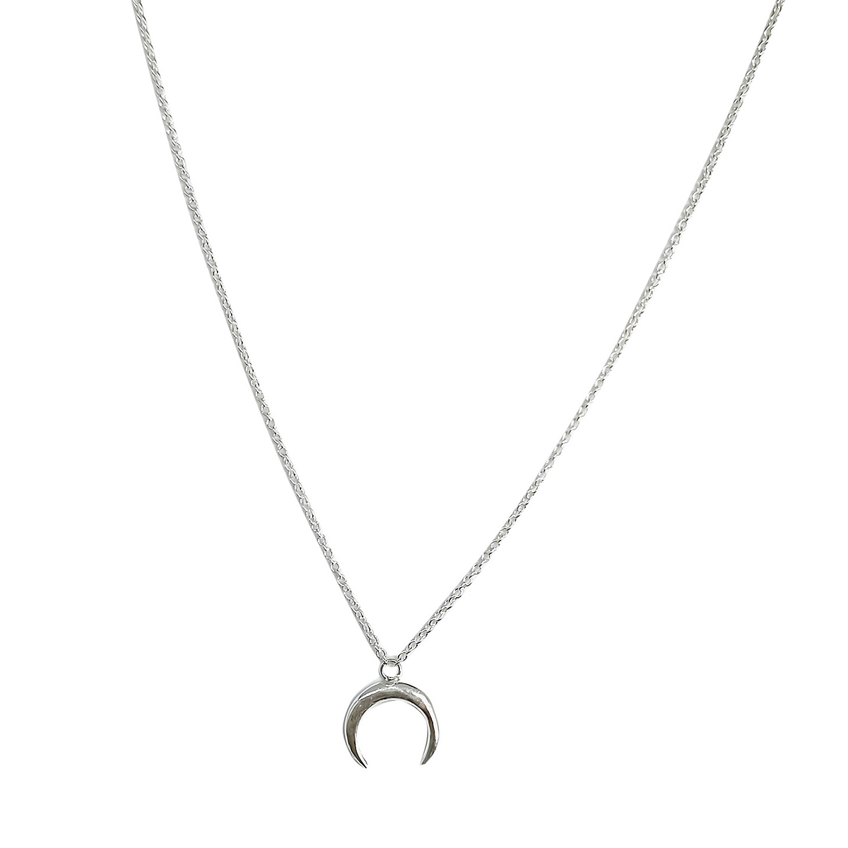 Collar Luna Invertida Chica Plata Fina 925