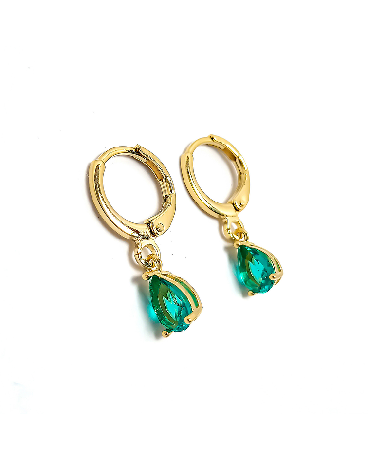 Aros Argolla Gota Circón Colores Enchapado Oro 18K