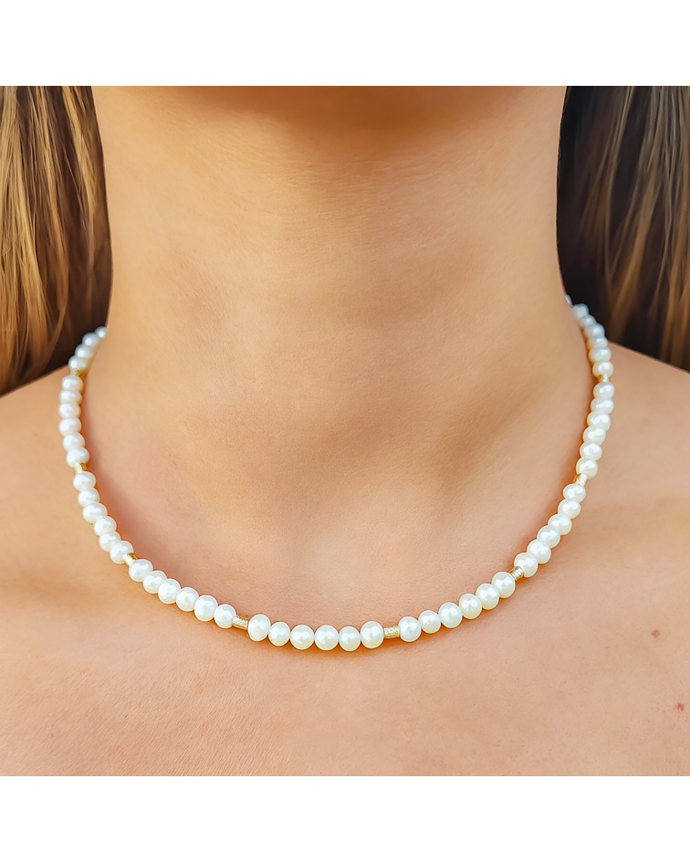 Collar Carolina Perla De Río Enchapado Oro 18K