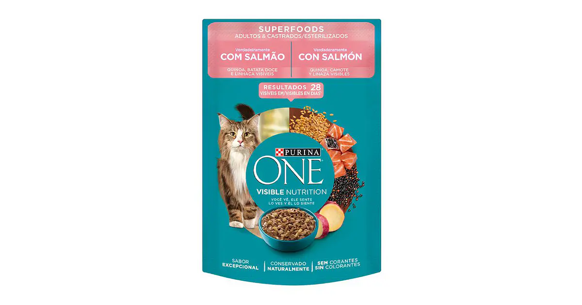 Sobre Purina One gato adulto esterilizado Salmón