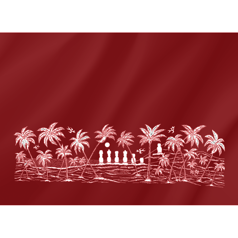 Pareo Napohe Rapa Nui Color Turquesa Con Borde Rongo Rongo