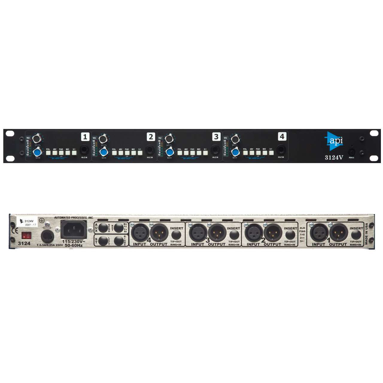 API 3124V PREAMPLIFICADOR DE MICRÓFONO DE 4 CANALES