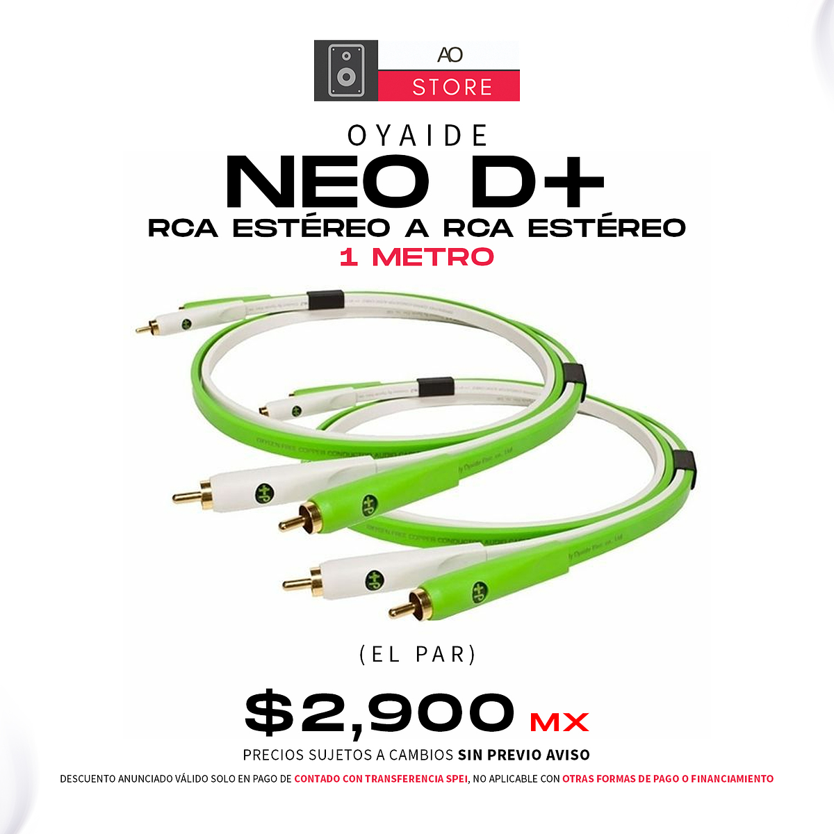 Oyaide Neo D+ RCA Estéreo a RCA Estéreo 1 Metro (Par)