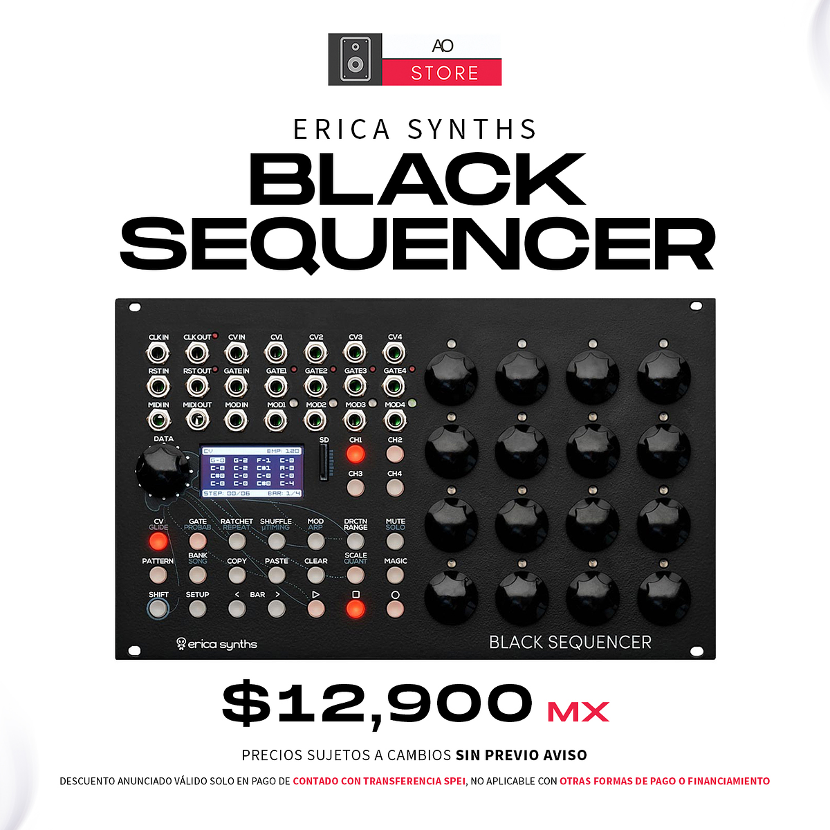 Erica Synths Black Sequencer 4 Canales & 64 Step Secu...