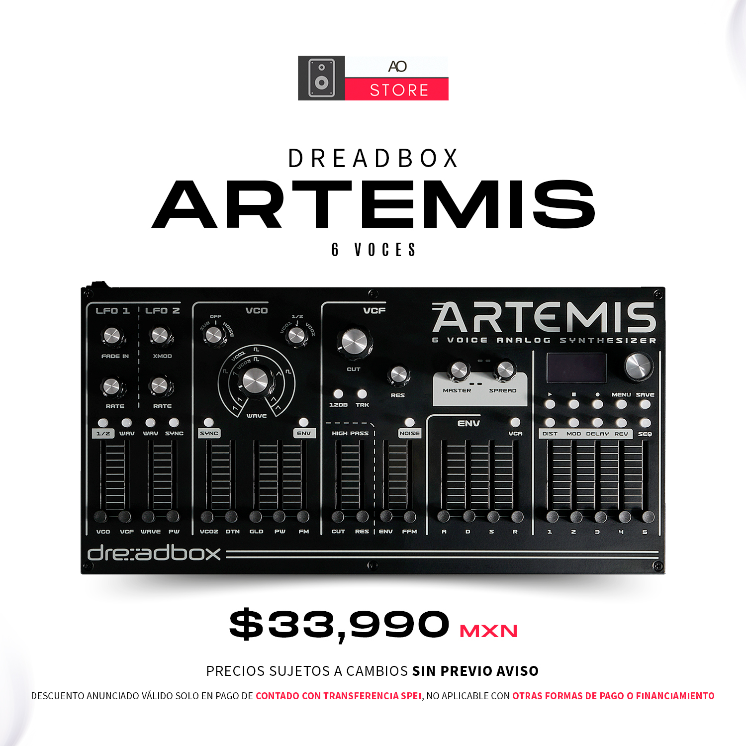 Dreadbox Artemis Desktop Sintetizador Polifónico Analógico d