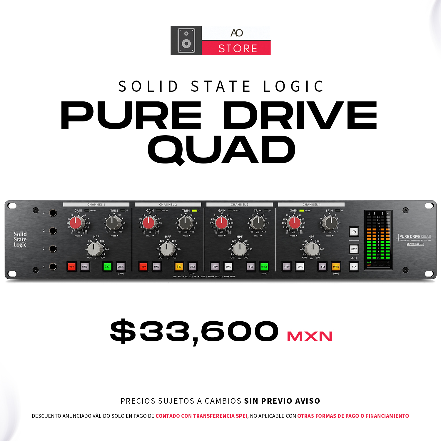 SSL Solid State Logic PureDrive Quad Preamplificador de 4 Ca
