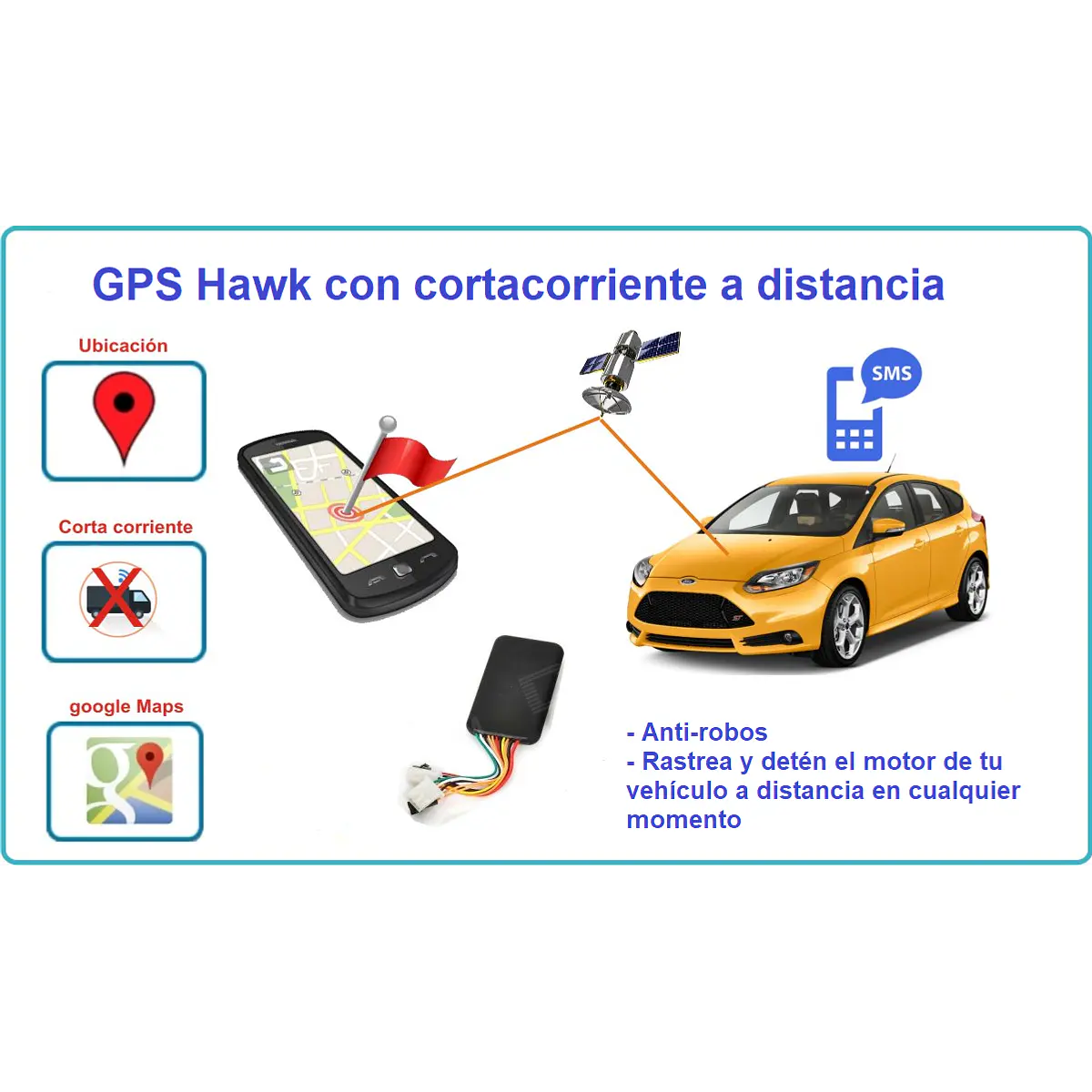 GPS Hawk 4G/CORTACORRIENTE A DISTANCIA para vehículos