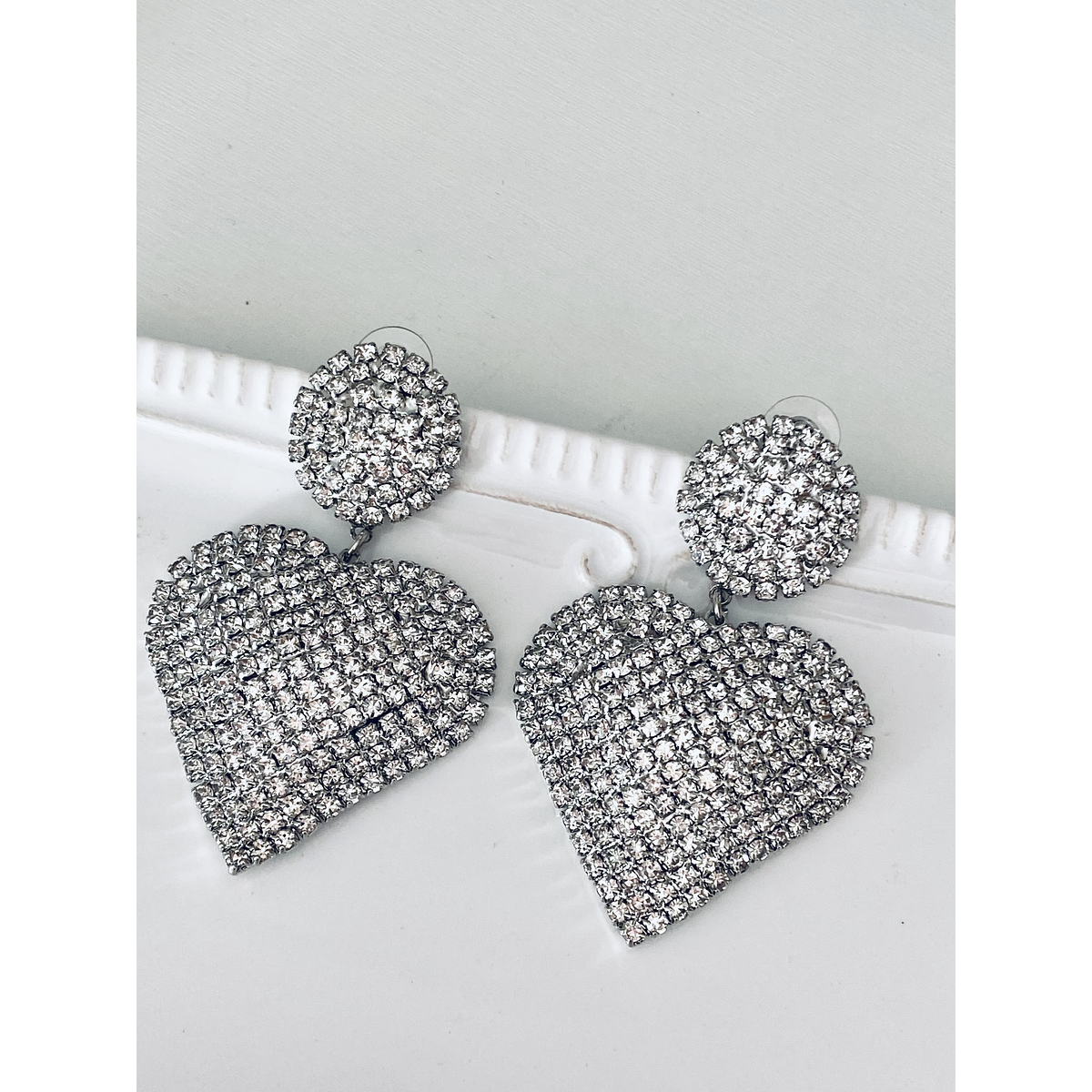Maxi Aros Corazón Strass Silver