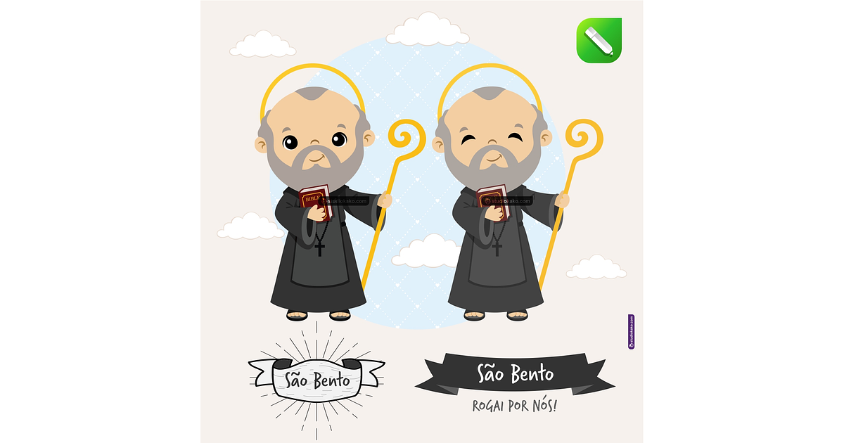Kit Digital Vetor Santinhos São Bento Editaveis + Png
