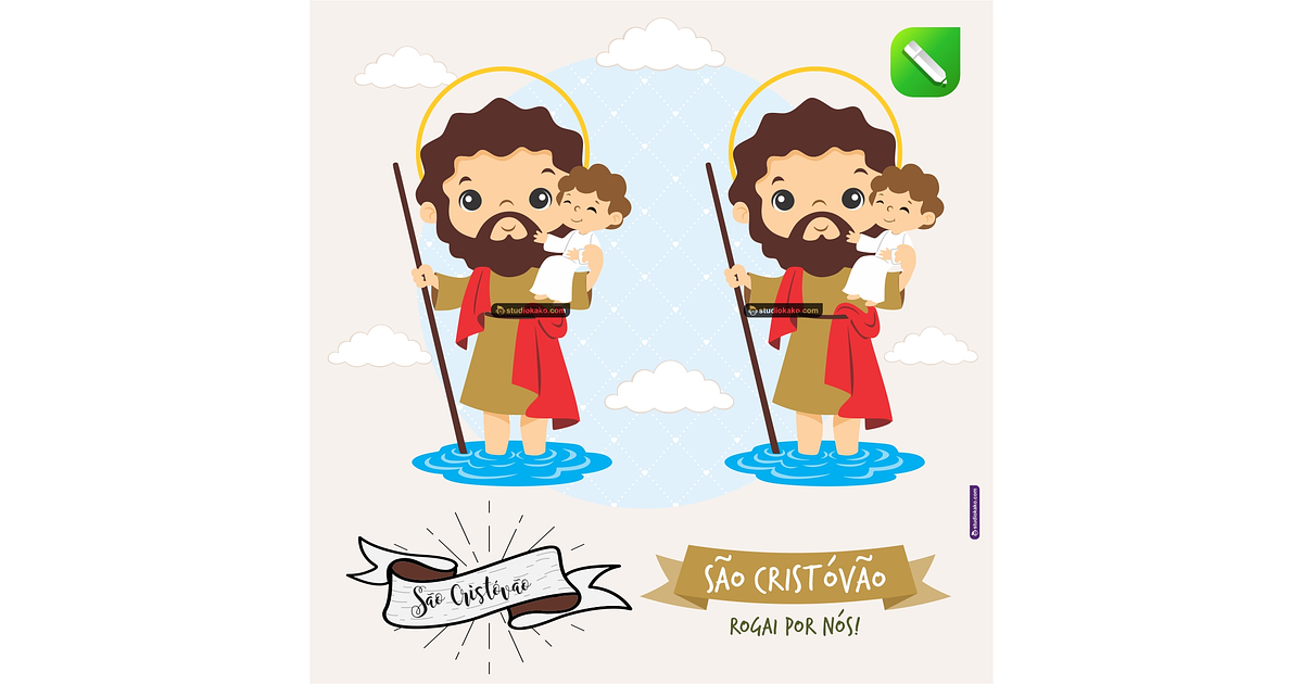 Kit Digital Vetor Santinhos São Cristóvão Editaveis + Png