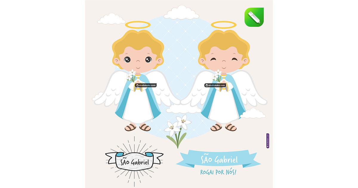 Kit Digital Vetor Santinhos Arcanjo São Gabriel Editaveis...