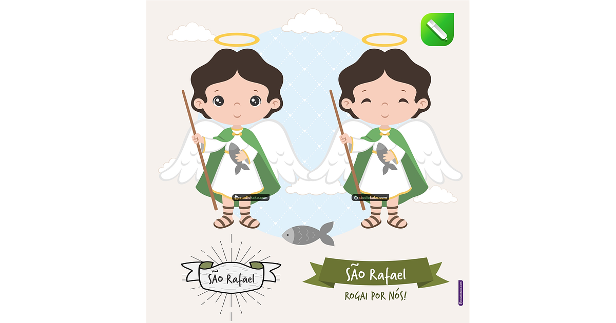 Kit Digital Vetor Santinhos Arcanjo São Rafael Editaveis ...