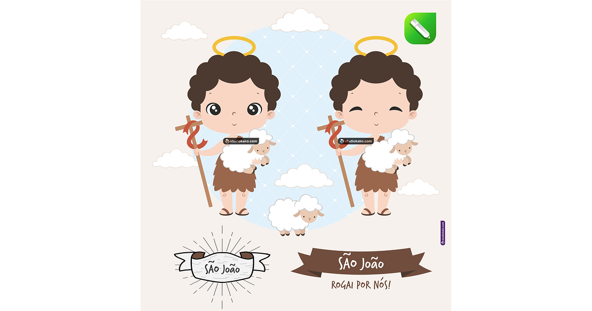 Kit Digital Vetor Santinhos São João Junino Editaveis + Png