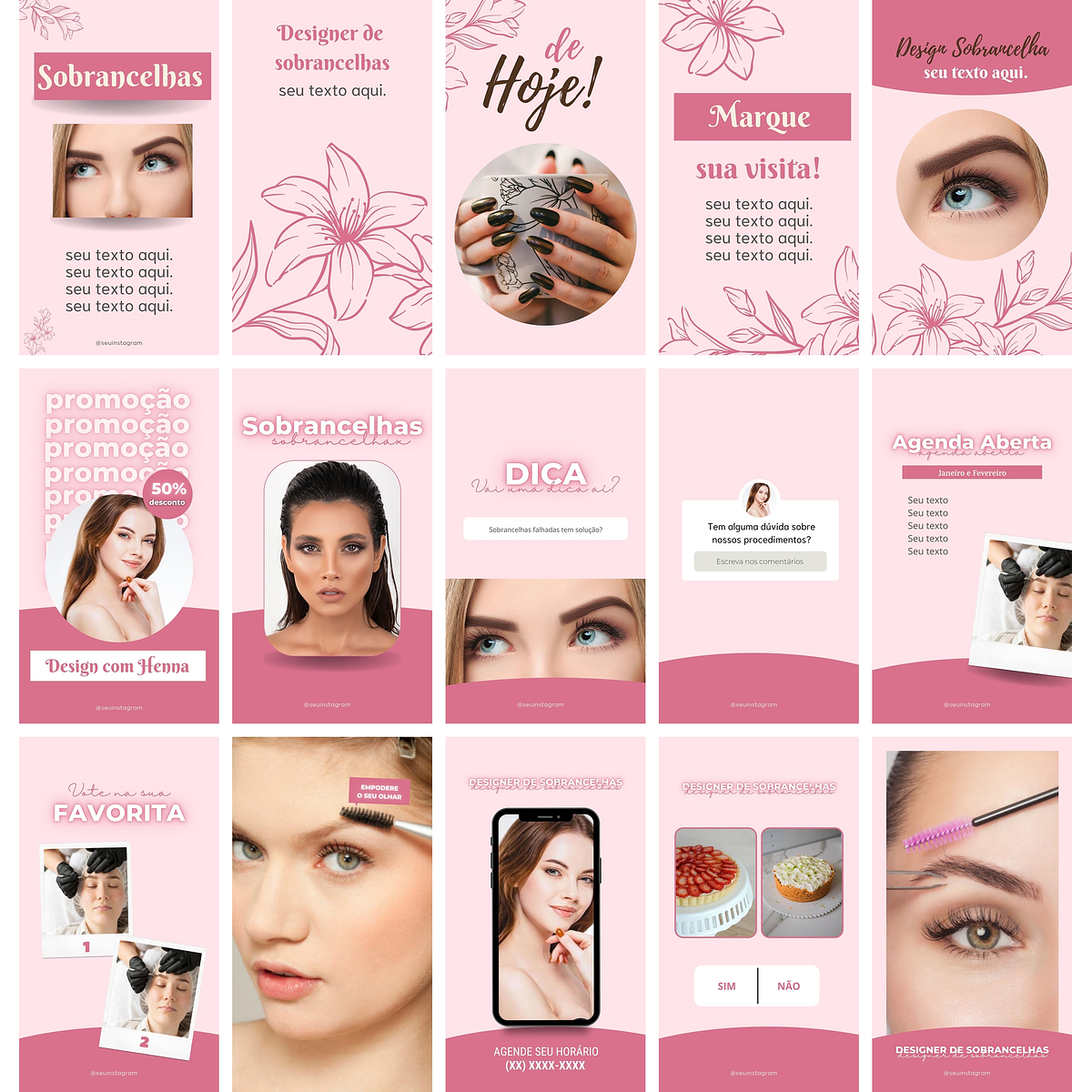 Pack Canva Design De Sobrancelhas Templates Editáveis 70