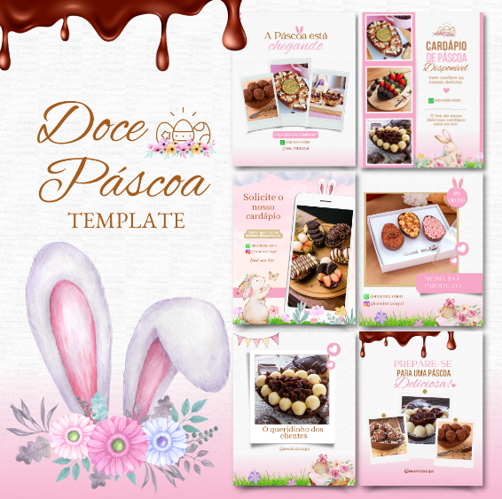Super Combo Cardápios de Páscoa Templates Editáveis no Canva