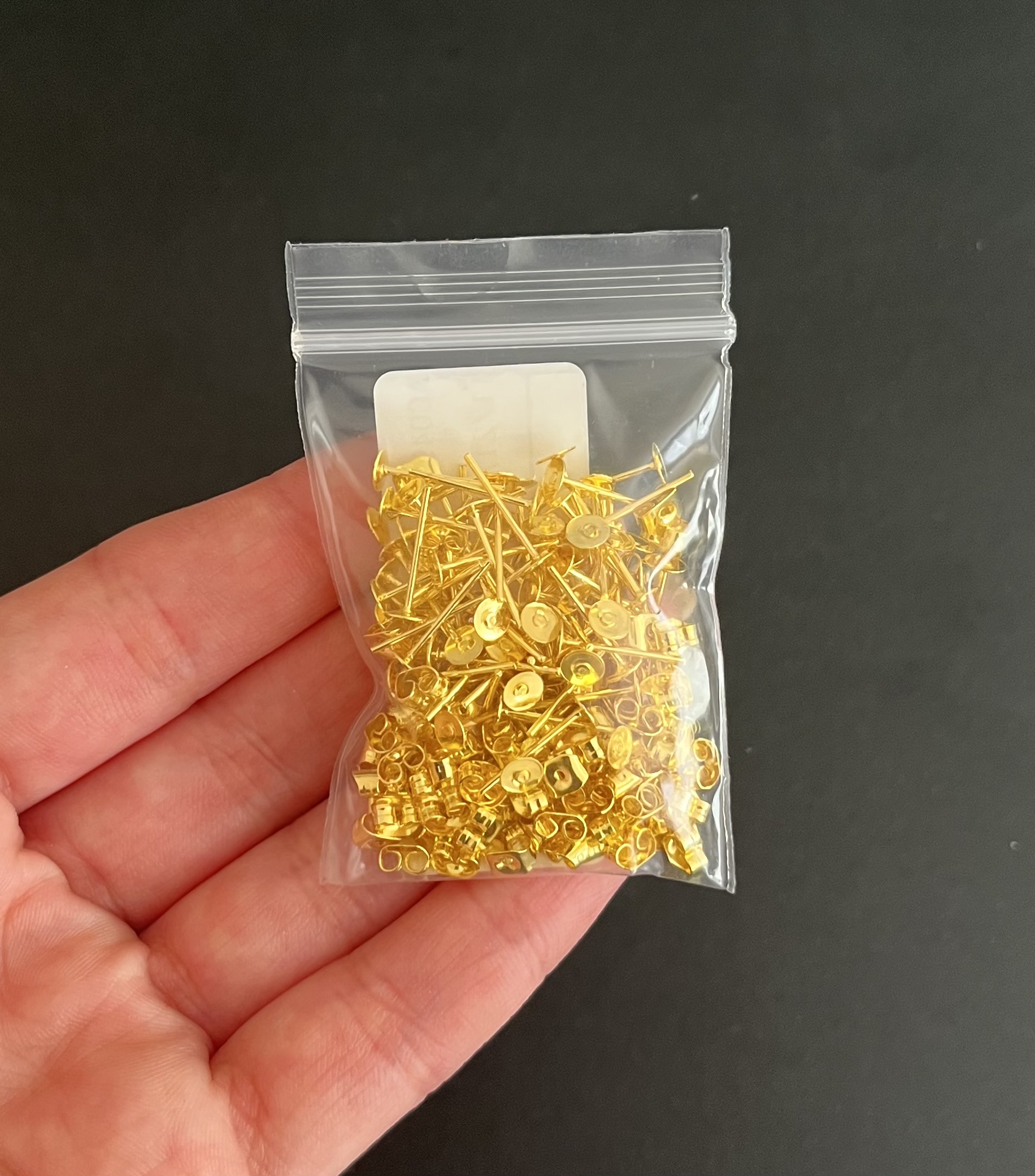 Bases para aros, Doradas, 4mm, 100pcs aprox., acero inoxidab