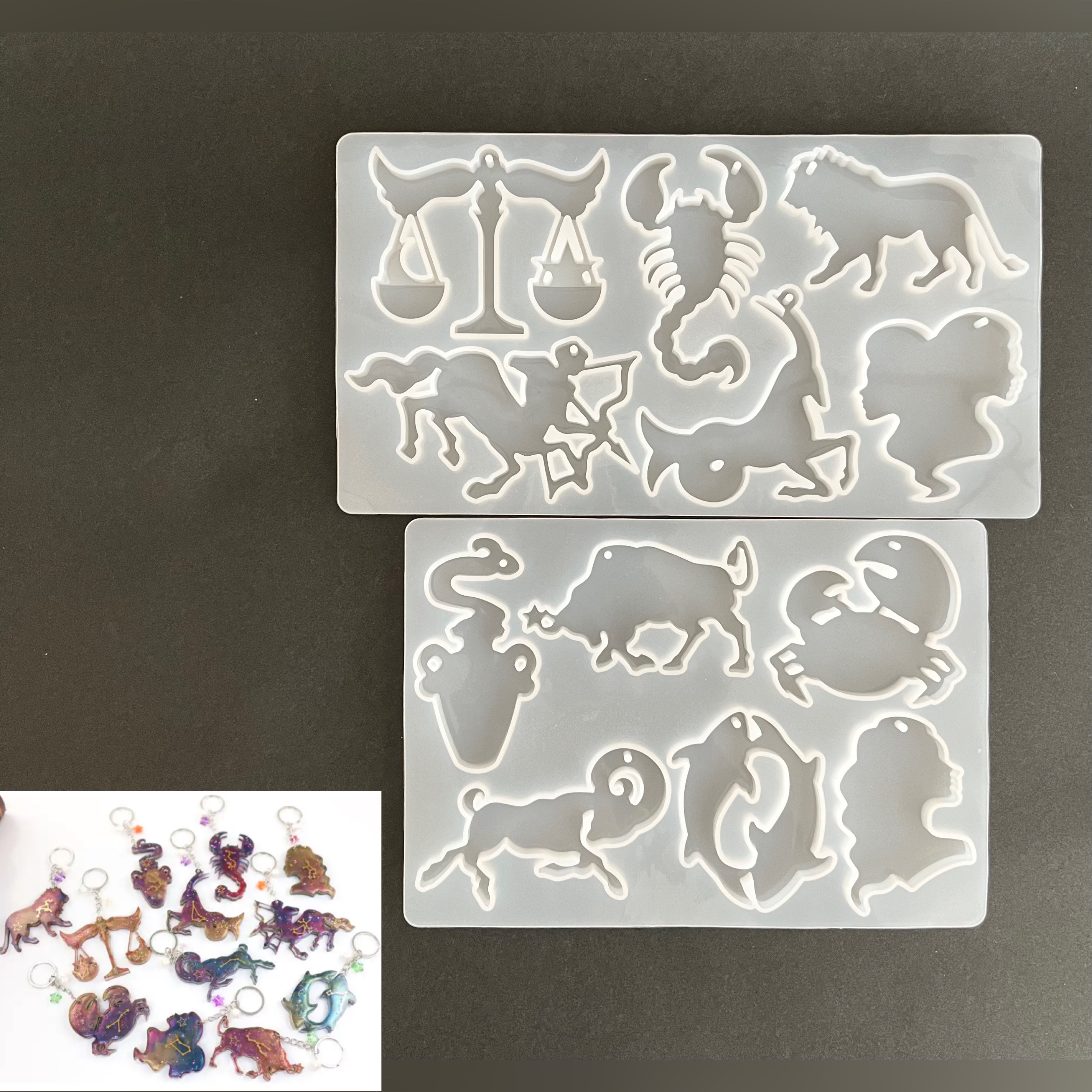 Molde de silicona ANIMALES signos del Zodiaco, con perforaci