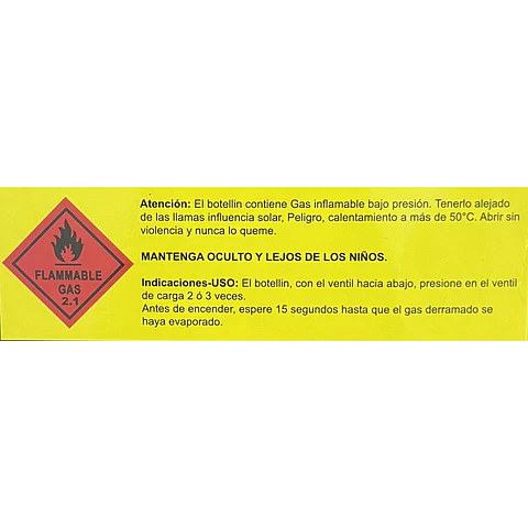 Gas Butano 18ml para encendedores y chisperos. Color al Azar