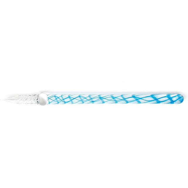 Pluma de cristal recta (16cm) Azul