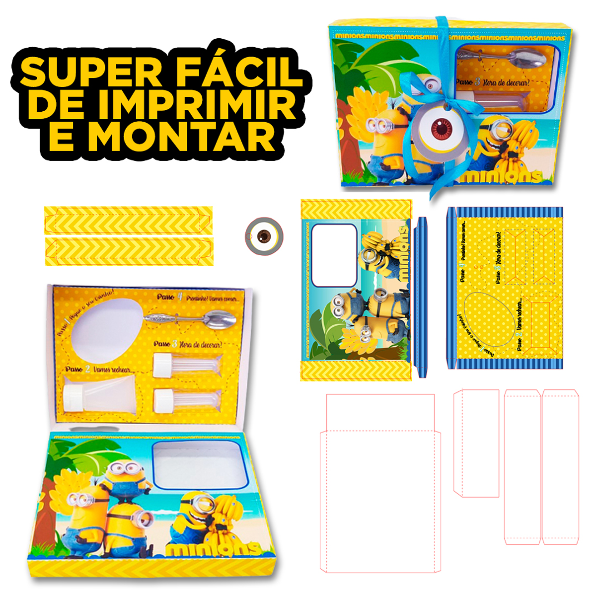 Pack de Caixinhas Mini Confeiteiro para Imprimir e Montar
