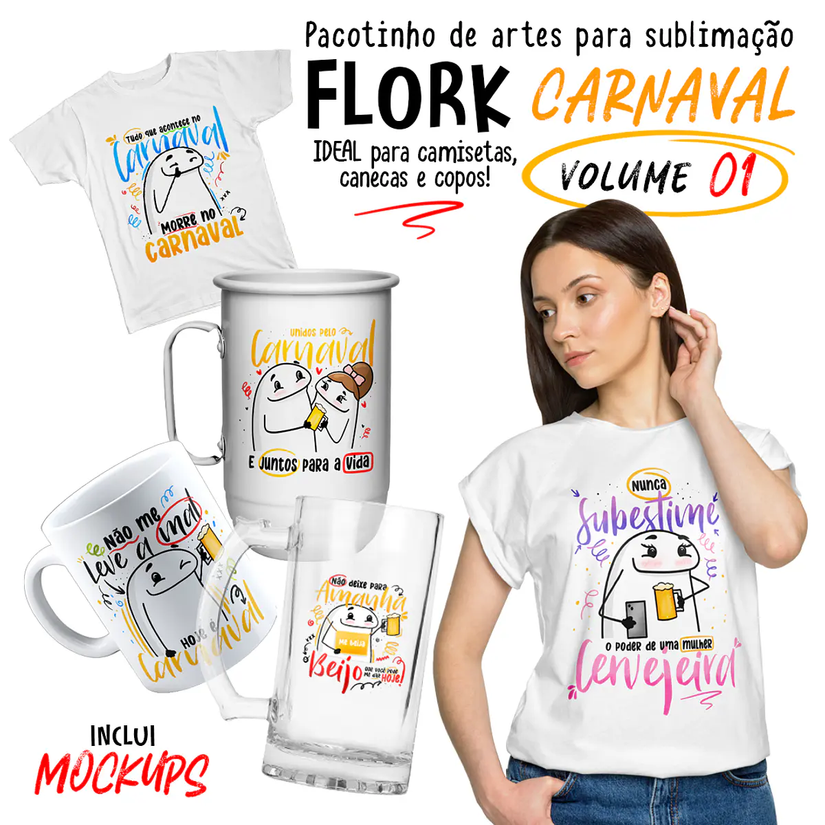 Pacotinho de Artes para Sublimação Flork Carnaval Volume 01