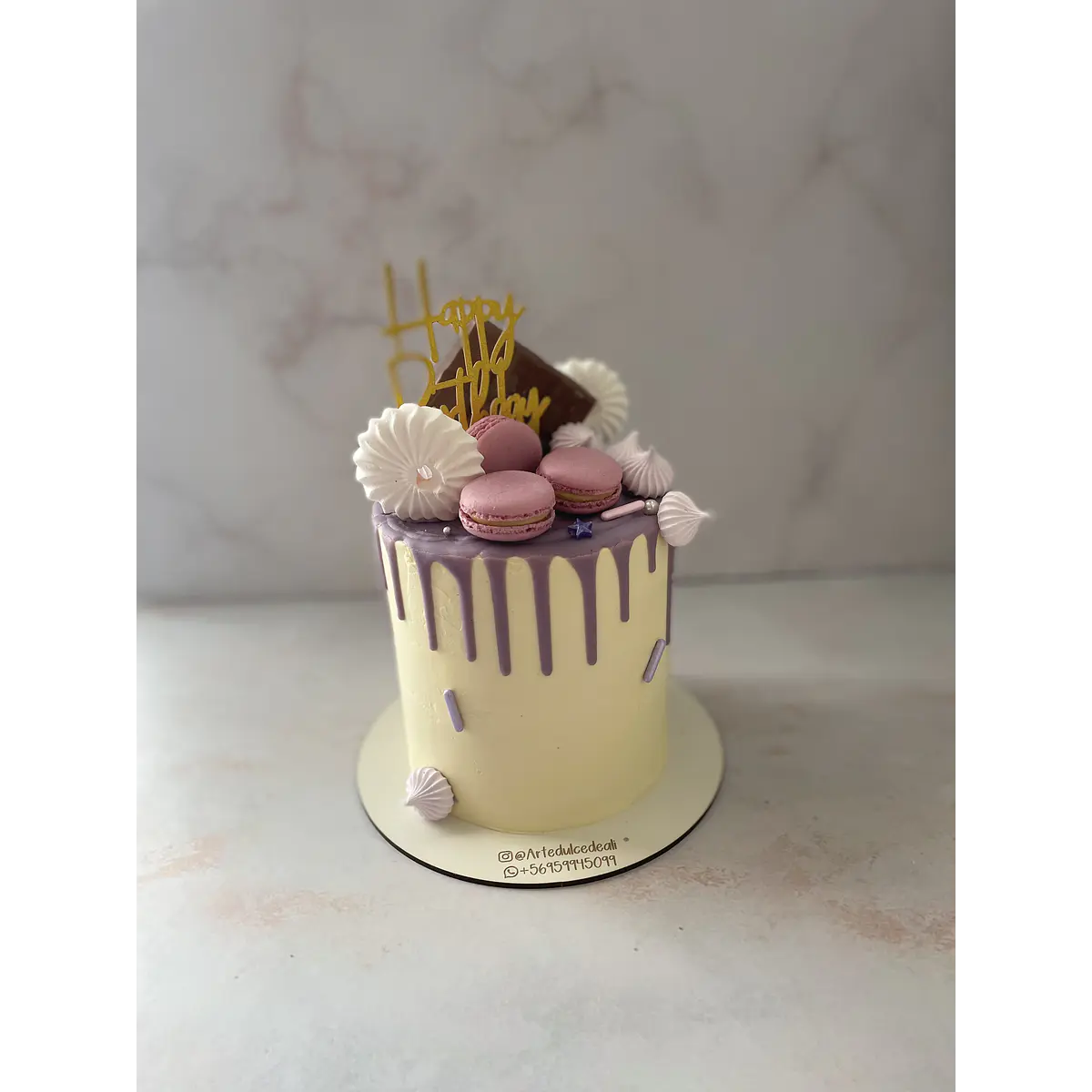 Torta Drip Cake Blanco-Violeta / Premium
