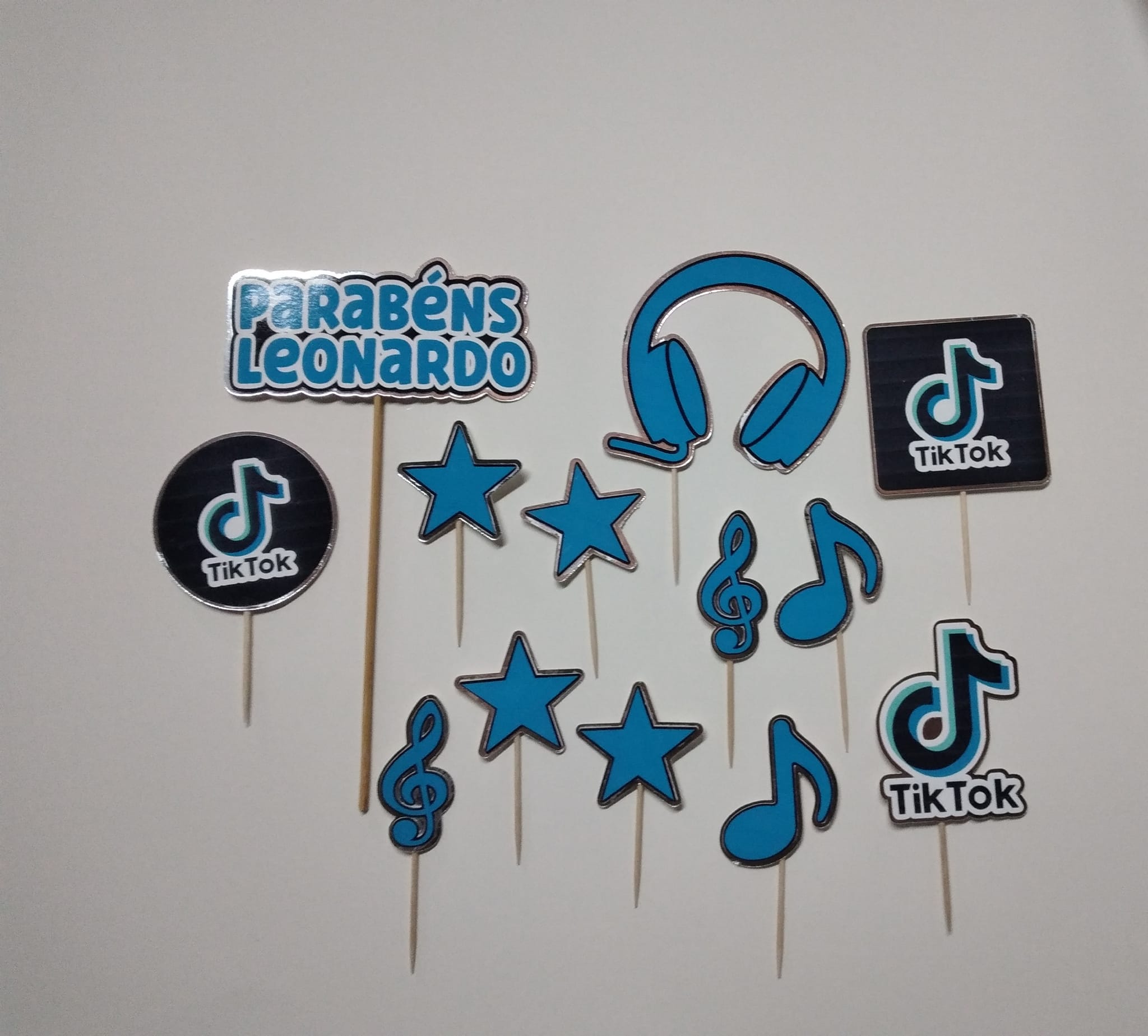 Topo de Bolo - Tik Tok azul