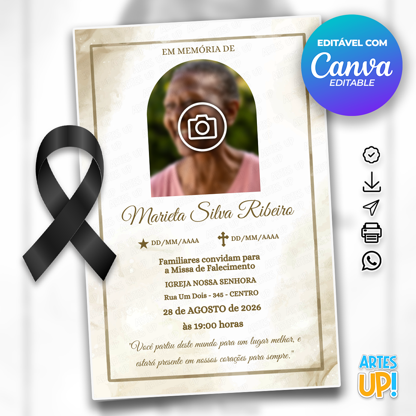 Digital Invitation for Funeral Mass with Photo