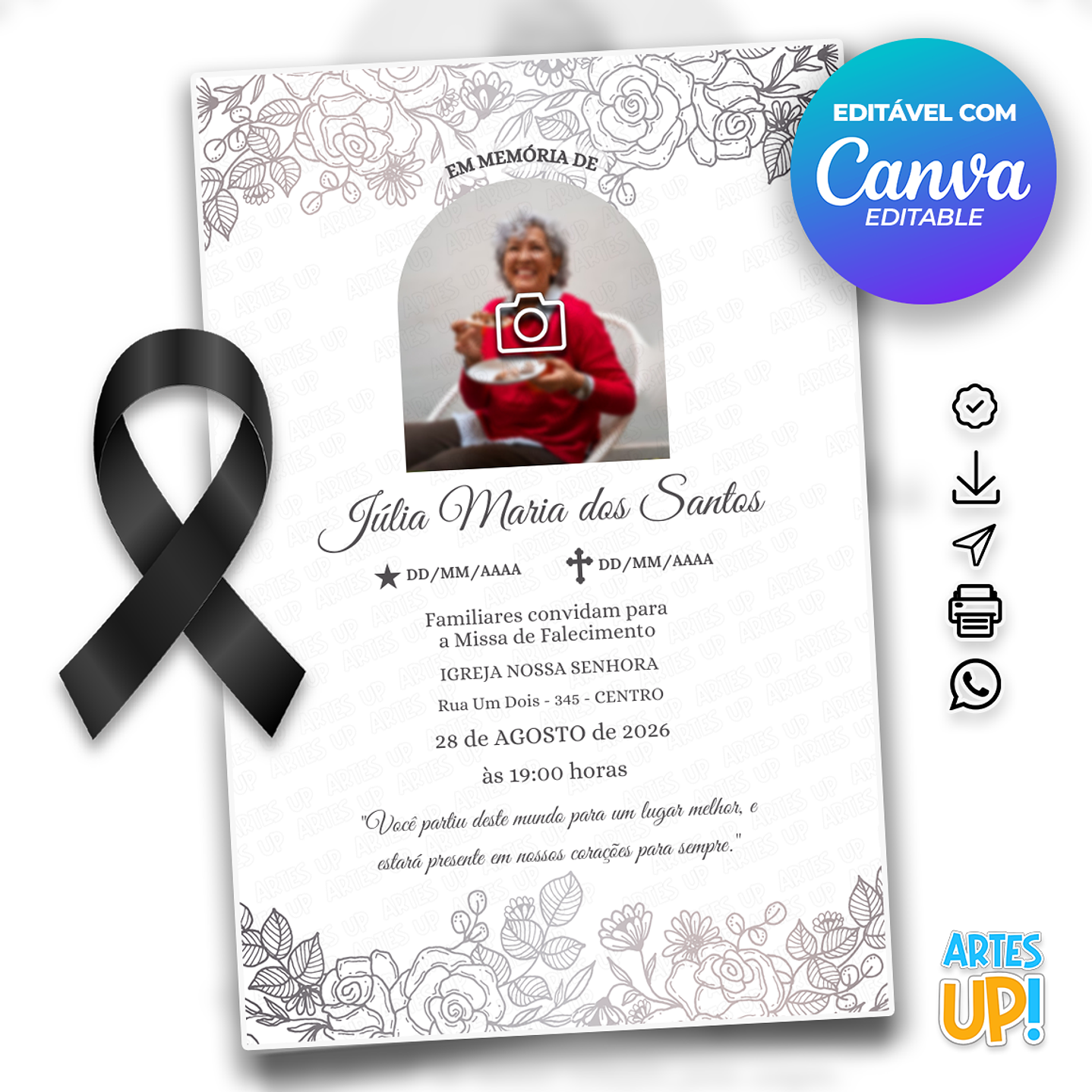 Digital Invitation for Funeral Mass with Photo