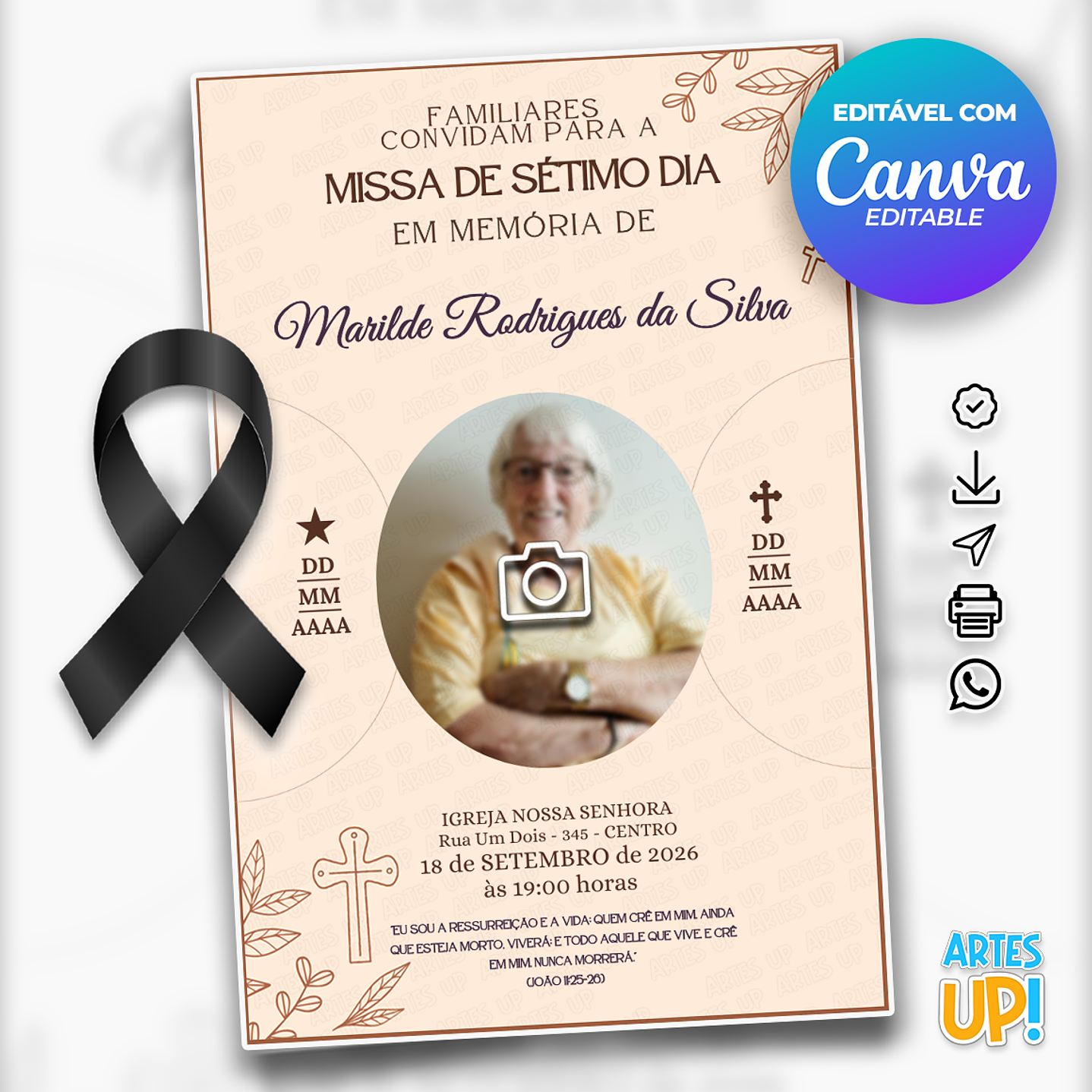 Digital Invitation for Funeral Mass with Photo